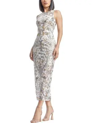 Dress The Population Helena Sequined Dress - Gold Multi