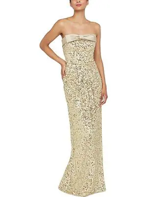 Theia Lacie Sequin Column Gown - Champagne