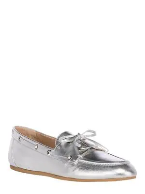 STUART WEITZMAN Tinsley Moccasin Loafers Silver