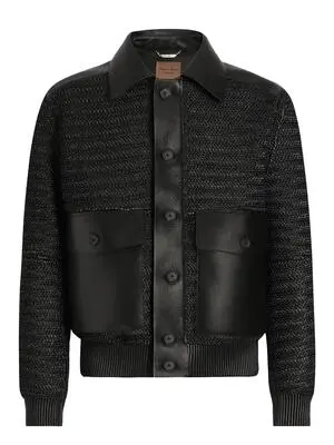 DOLCE & GABBANA Dolce & Gabbana Leather And Raffia Mesh Jacket