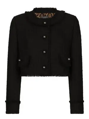 Dolce & Gabbana Short Raschel Tweed Jacket - Black