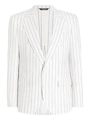 Dolce & Gabbana Single-breasted Pinstripe Linen-blend Jacket - Multicolor