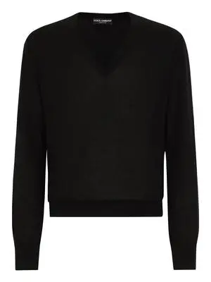 Dolce & Gabbana V-neck Cashmere Sweater - Black