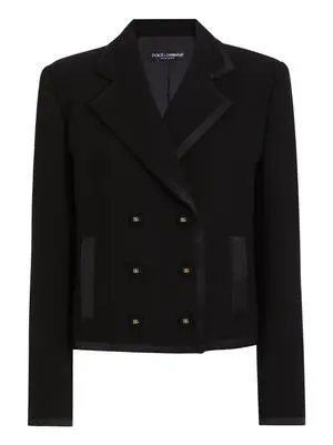 Dolce & Gabbana Short Double-breasted Wool Crepe Jacket - Black
