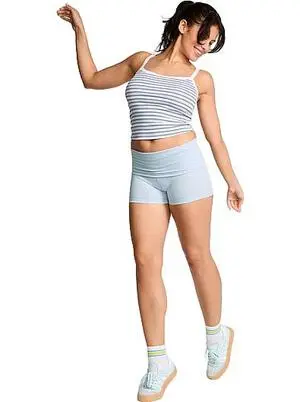 Pink All-Day Cotton Foldover 3" Bike Shorts Blue