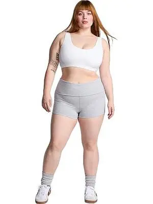 Pink All-day Cotton Foldover 3" Bike Shorts - Grey