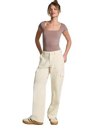Pink Utility Cargo Pants - White,ivory