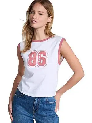 Pink PINK Retro Cotton Muscle Tank Top White,ivory