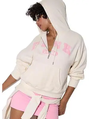 Pink Campus Fleece™ Half-Zip Hoodie Beige