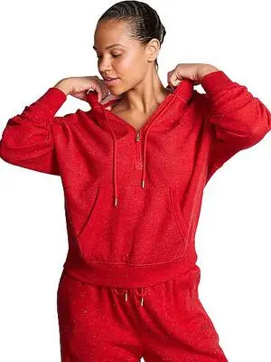Pink Campus Fleece™ Half-zip Hoodie - Red