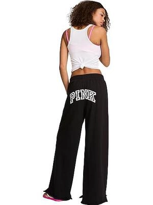 Pink Campus Fleece™ Wide-leg Split-hem Sweatpants - Black