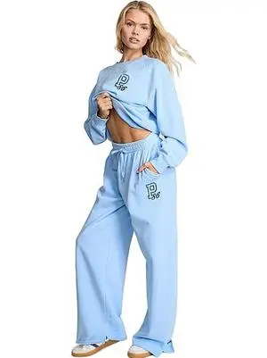 Pink Campus Fleece™ Wide-leg Split-hem Sweatpants - Blue