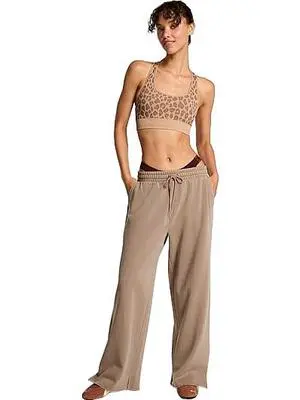 Pink Campus Fleece™ Wide-leg Split-hem Sweatpants - Brown