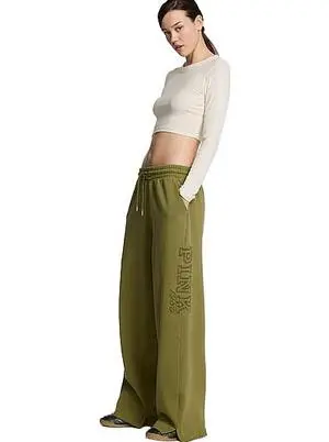 Pink Campus Fleece™ Wide-leg Split-hem Sweatpants - Green