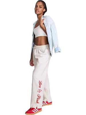 Pink Campus Fleece™ Wide-leg Split-hem Sweatpants - Grey