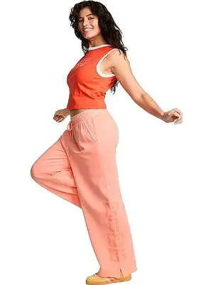 Pink Campus Fleece™ Wide-Leg Split-Hem Sweatpants Orange