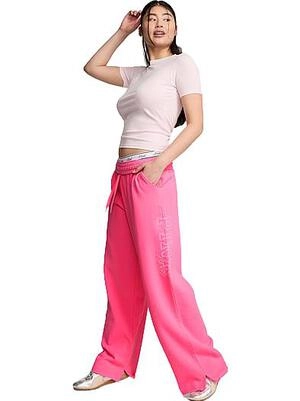Pink Campus Fleece™ Wide-Leg Split-Hem Sweatpants Pink