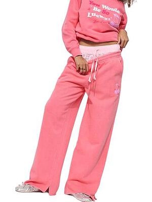 Pink Campus Fleece™ Wide-Leg Split-Hem Sweatpants Pink