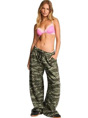 Pink Campus Fleece™ Wide-leg Split-hem Sweatpants - Print