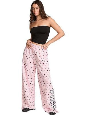 Pink Campus Fleece™ Wide-Leg Split-Hem Sweatpants Print