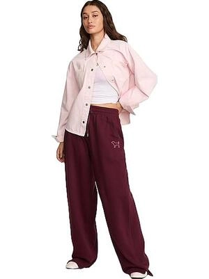 Pink Campus Fleece™ Wide-Leg Split-Hem Sweatpants Purple