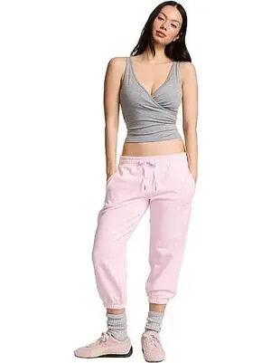 Pink Campus Fleece Capri Jogger Sweatpants Pink
