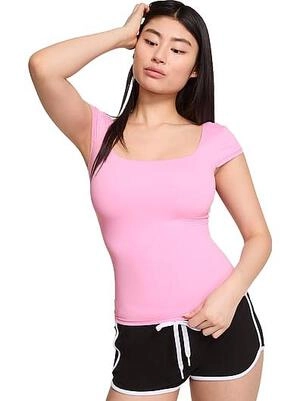 Pink Base Stretch™ Cap-sleeve Tee - Pink