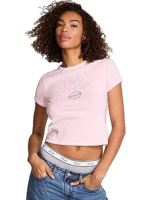 Pink Retro Cotton Tee - Pink