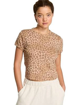Pink Retro Cotton Tee - Print