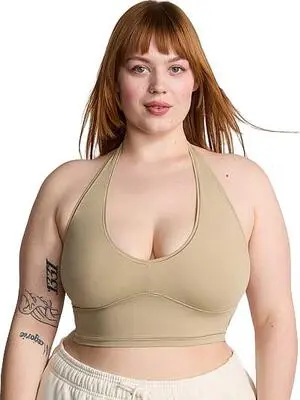 Pink Comfort Base Stretch™ Halter Bra Top Beige