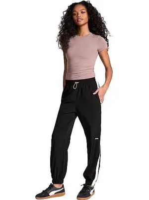 Pink Tech Woven Jogger Pants - Black