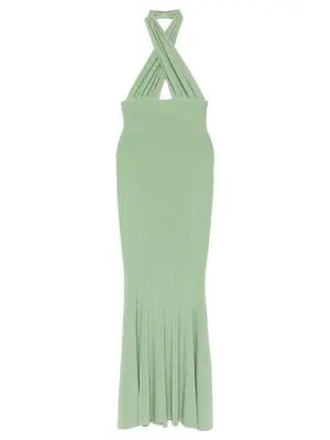 Norma Kamali Norma Kamali Crossover Halterneck Gown Green