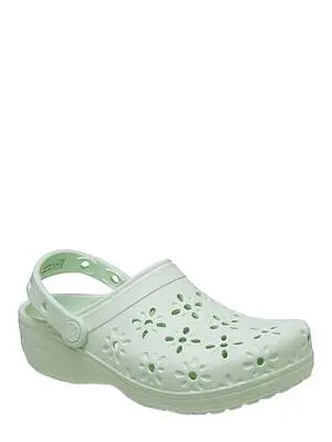 Pink Crocs Classic Floral Cut-out Clog - Green