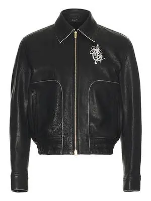 Amiri Ma Music Note Leather Blouson - Black