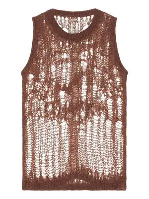 Rick Owens Spider Tank In Brown - Mahogany