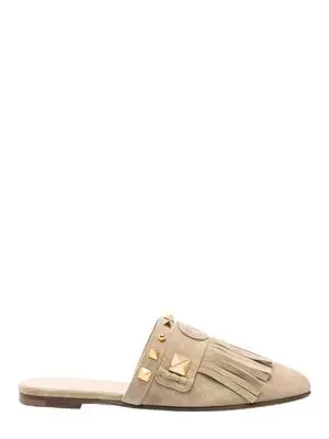 Valentino Garavani Vlogo Leather Slippers - Neutrals