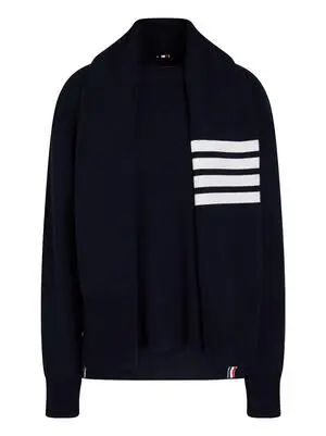 Thom Browne Layered Ribbed Cashmere And Wool-Blend Sweater Navy