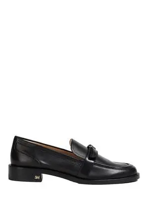 STUART WEITZMAN Emma Bow-detailed Leather Loafers - Black