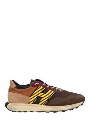 Hogan Leather And Textile Sneakers - Brown