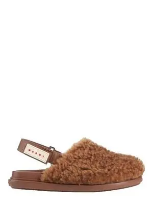 Marni Mules & Clogs Fuchsia Shearling, Leather Beige