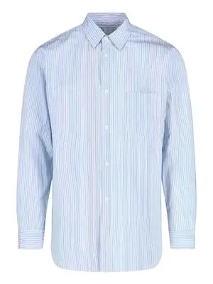 Comme Des Garçons Striped Cotton Shirt - Blue