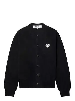 Play Comme Des Garcon Heart-appliqué Cardigan - Black