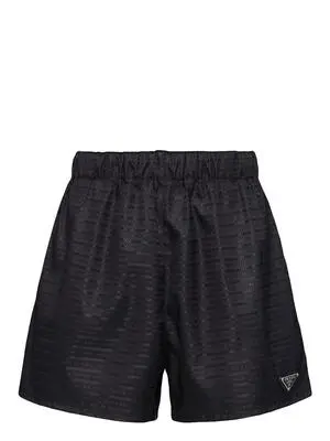 Prada Re-nylon Logo Stripe Shorts - Black