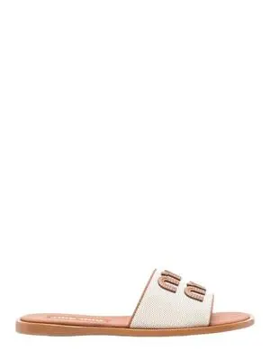 Miu Miu Canvas Sandals - Naturale