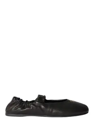 Miu Miu Ruches Nappa Leather Ballerinas - Black