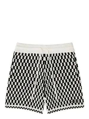 Amiri Checked Intarsia Wool-blend Shorts - Black