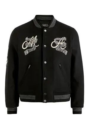 Amiri Hollywood Music Club Wool-blend Bomber Jacket - Black