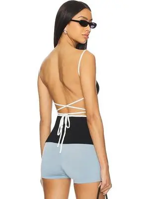 ALL THE WAYS Anya Open Back Top - Black & White