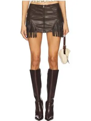 Superdown Riley Faux Leather Mini Skirt - Dark Brown
