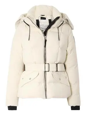 Rudsak Caira Belted Padded Quilted Hooded Down Jacket - Cream